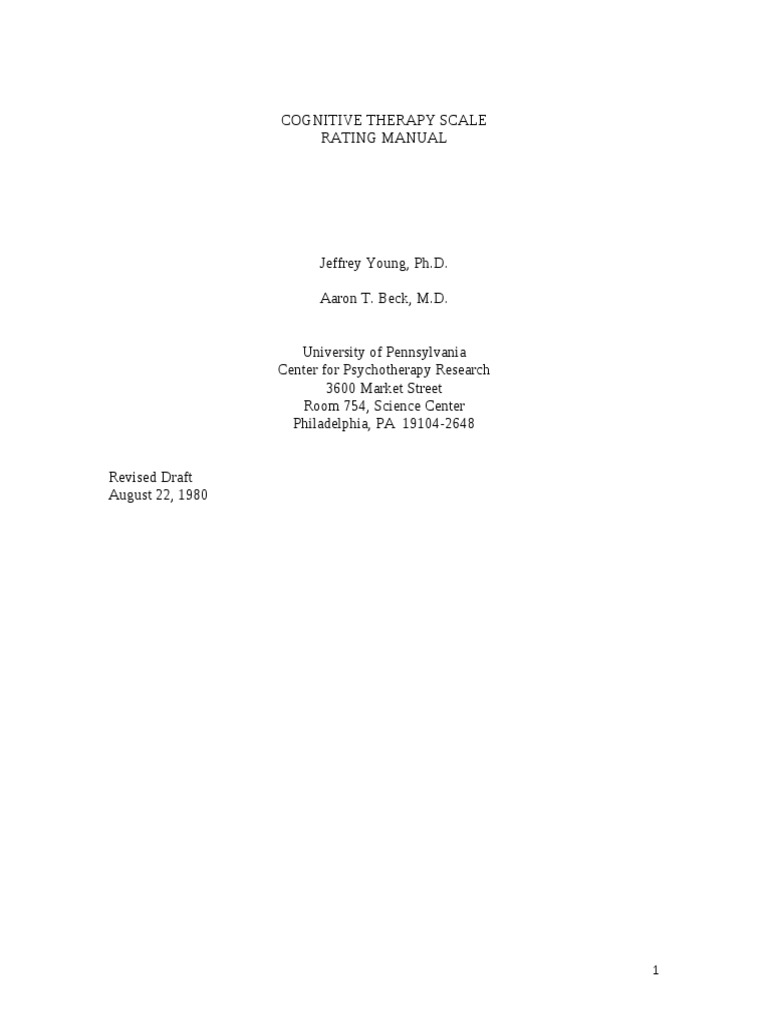 Cognitive Therapy Scale Rating Manual | PDF | Cognitive Therapy ...
