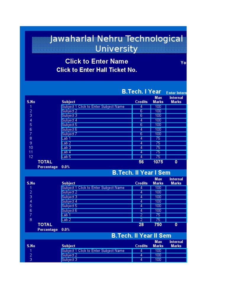 B.Tech Marks Memo Template | PDF