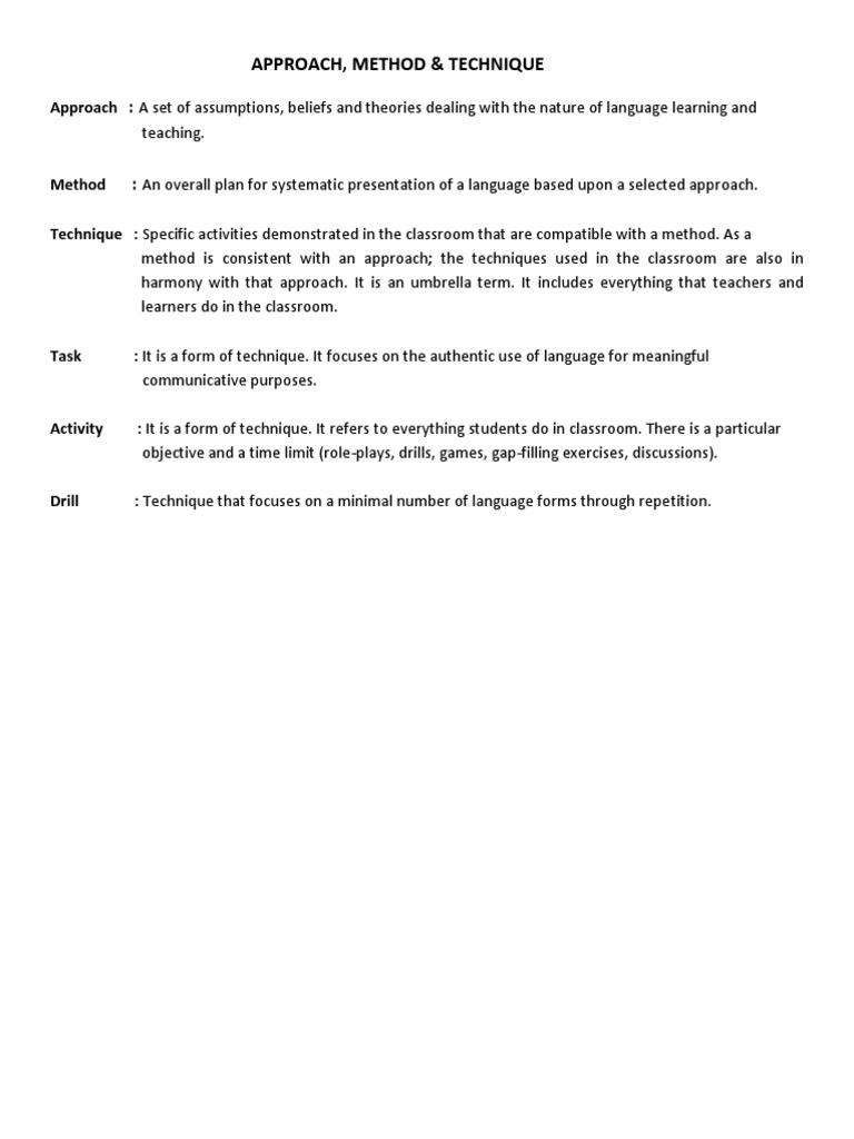 Approach, Method & Technique | Download Free PDF | Second Language ...