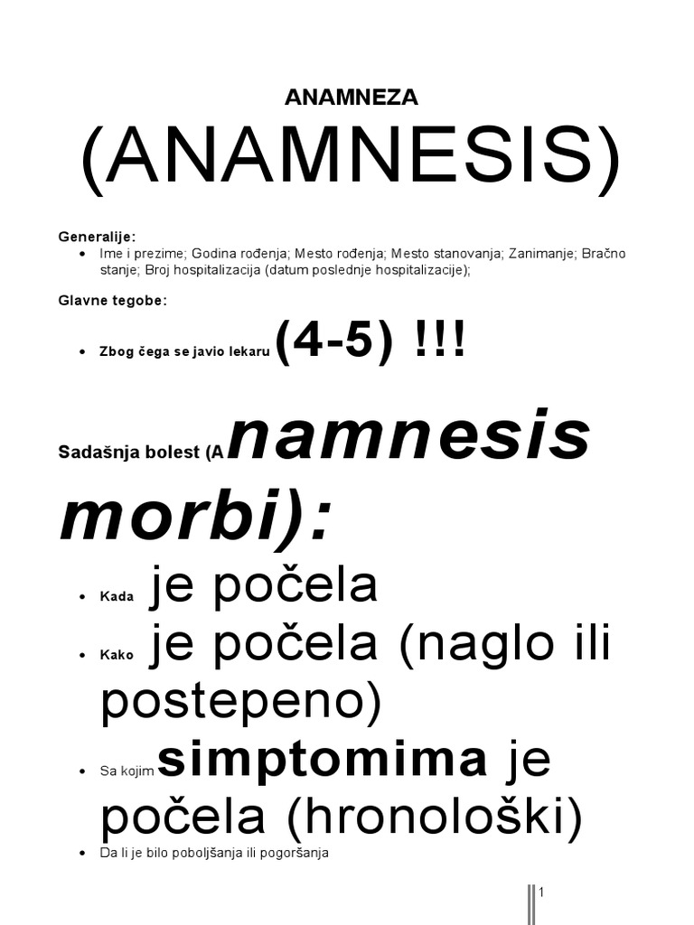 Anamneza I Status BG | PDF