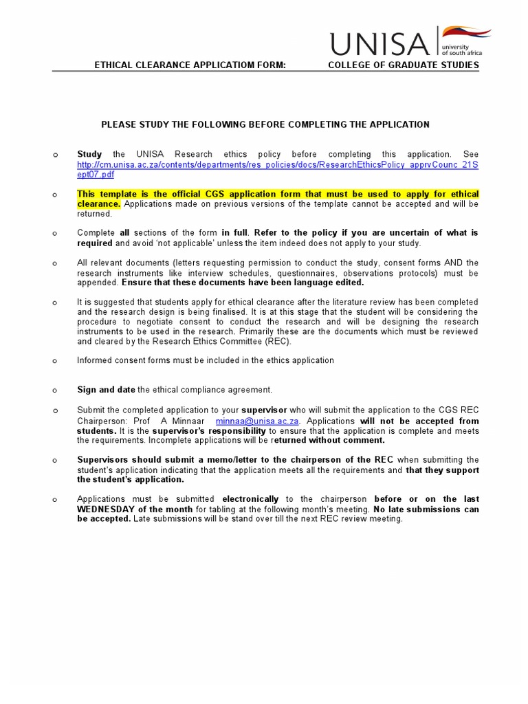 Ethical Clearance Form 2013 | PDF | Thesis | Informed Consent