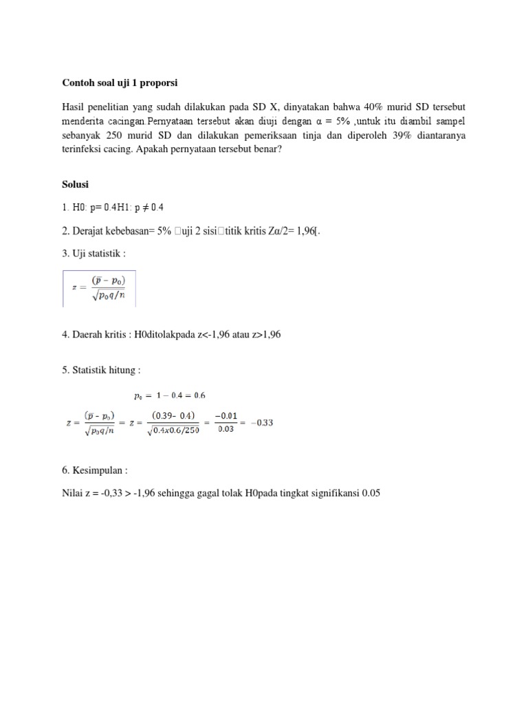 Contoh Soal Uji 1 Proporsi | PDF
