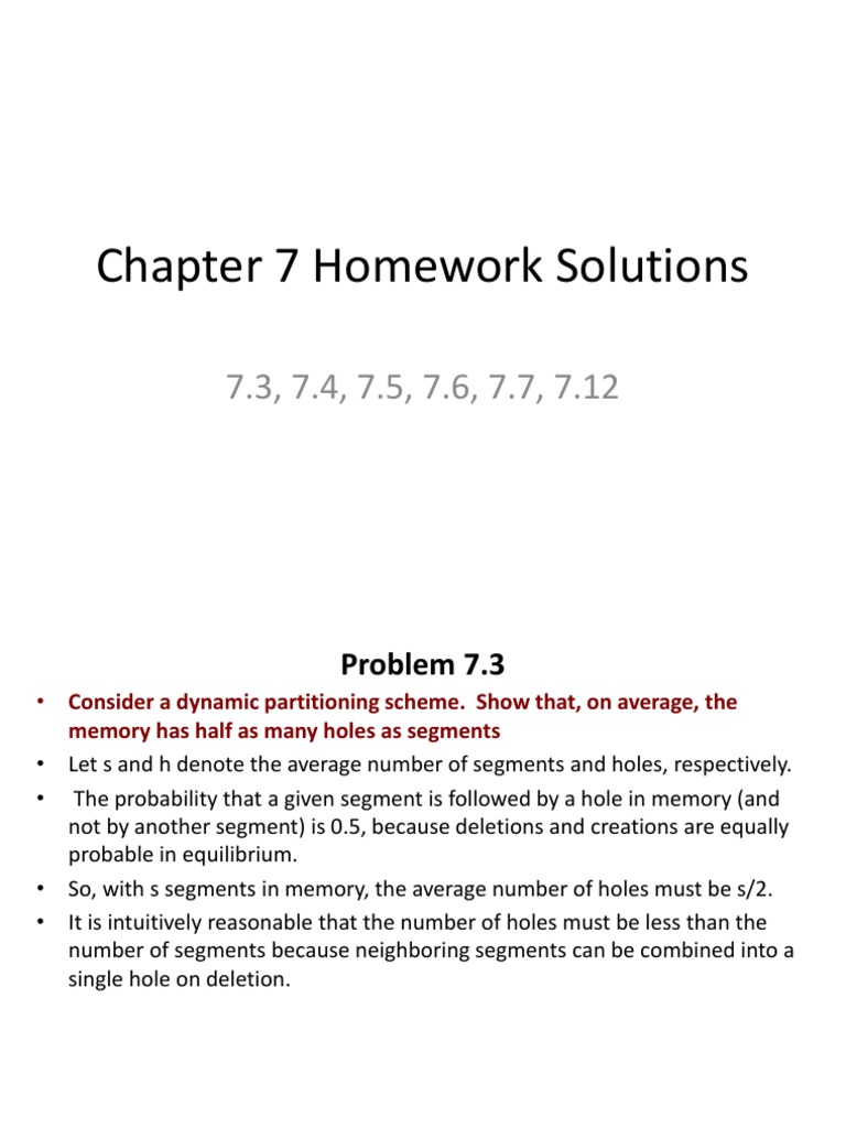 Homework Solutions CH 7 Memory Management | PDF | Bit | Areas Of Computer Science
