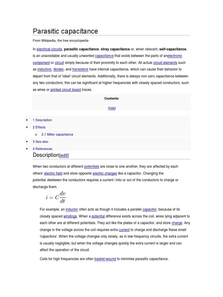 Parasitic Capacitance: Description | PDF | Electrical Equipment ...