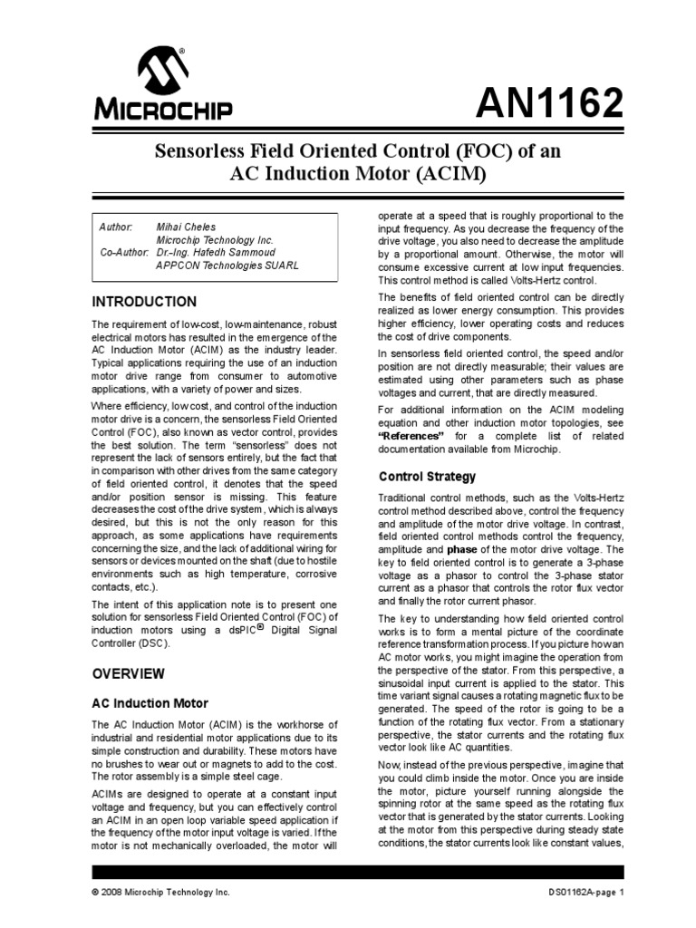 Sensorless Field Oriented Control Foc Of An Ac Inductive Motor Microcontrolador Pic