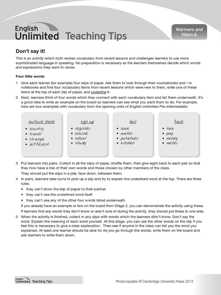 Teaching Tips: Don't Say It! | PDF | Language Arts & Discipline