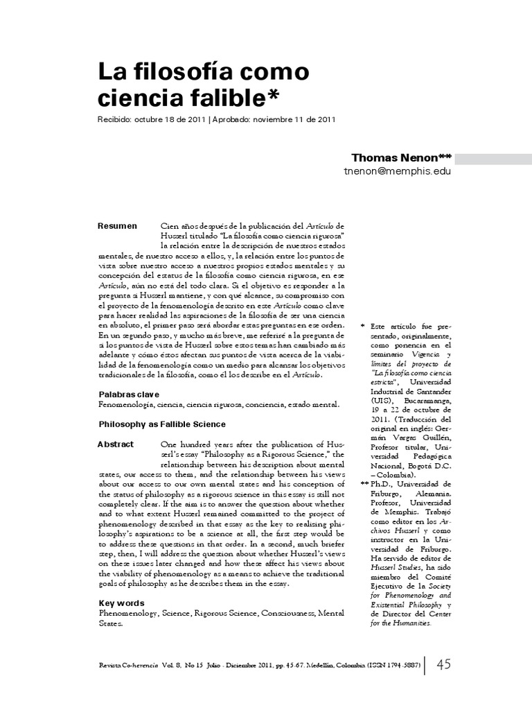 La Filosofía Como Ciencia Falible | PDF