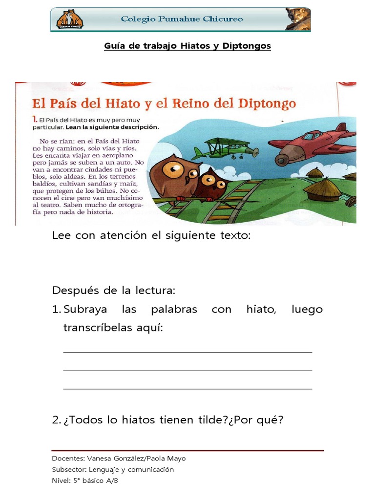 Guía de Hiatos y Diptongos para Niños | PDF
