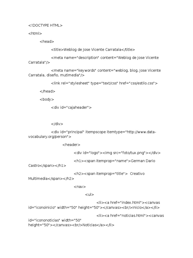Codigo html5 | PDF | Formatos de archivo de computadora | Desarrollo web