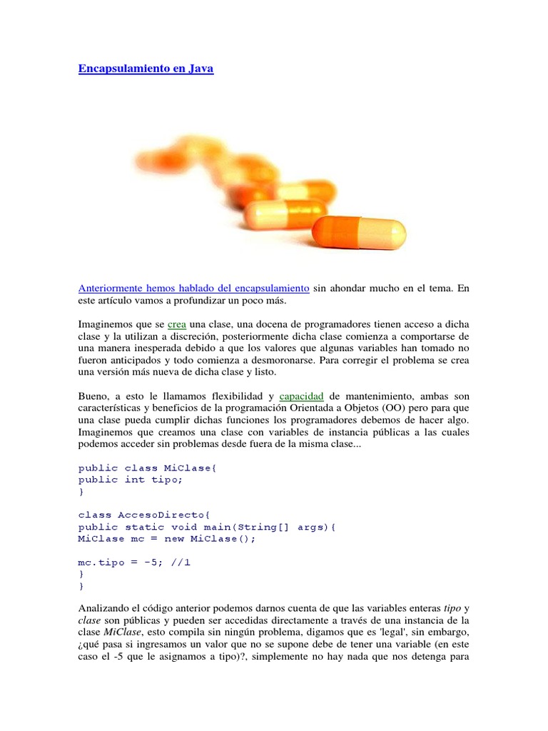 Encapsulamiento en Java PDF | PDF | Java (lenguaje de programación ...