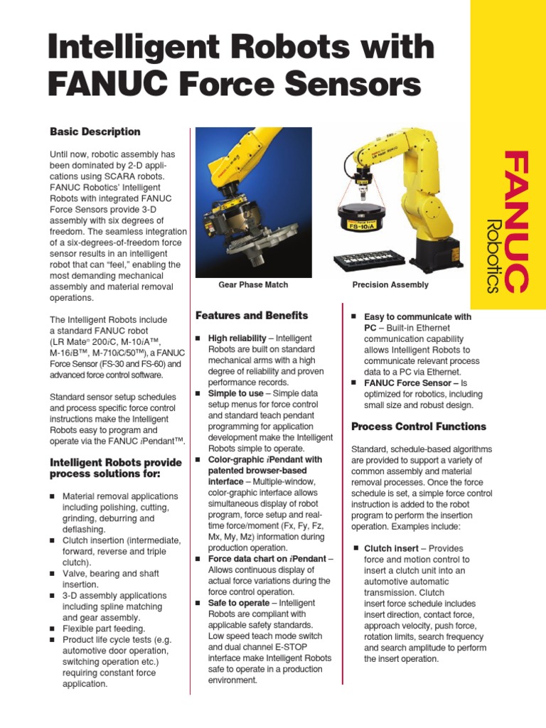 Intelligent Robots With FANUC Force Sensors | PDF | Robot | Robotics