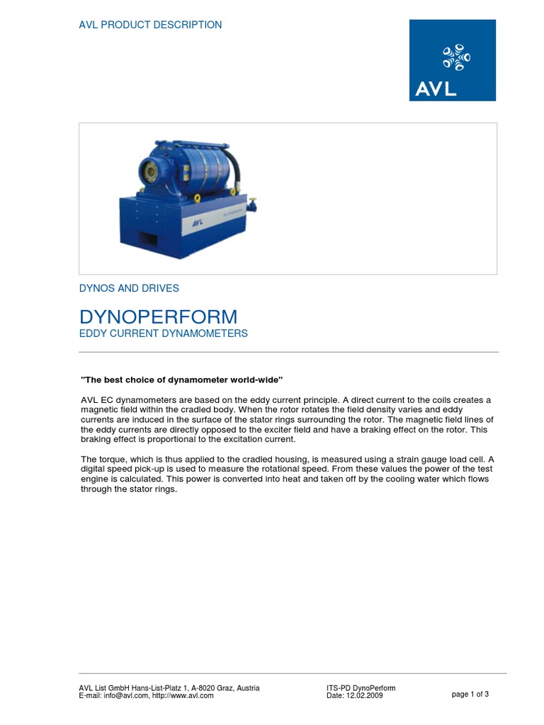 AVL Eddy Current Dynamometers | PDF | Components | Mechanical Engineering