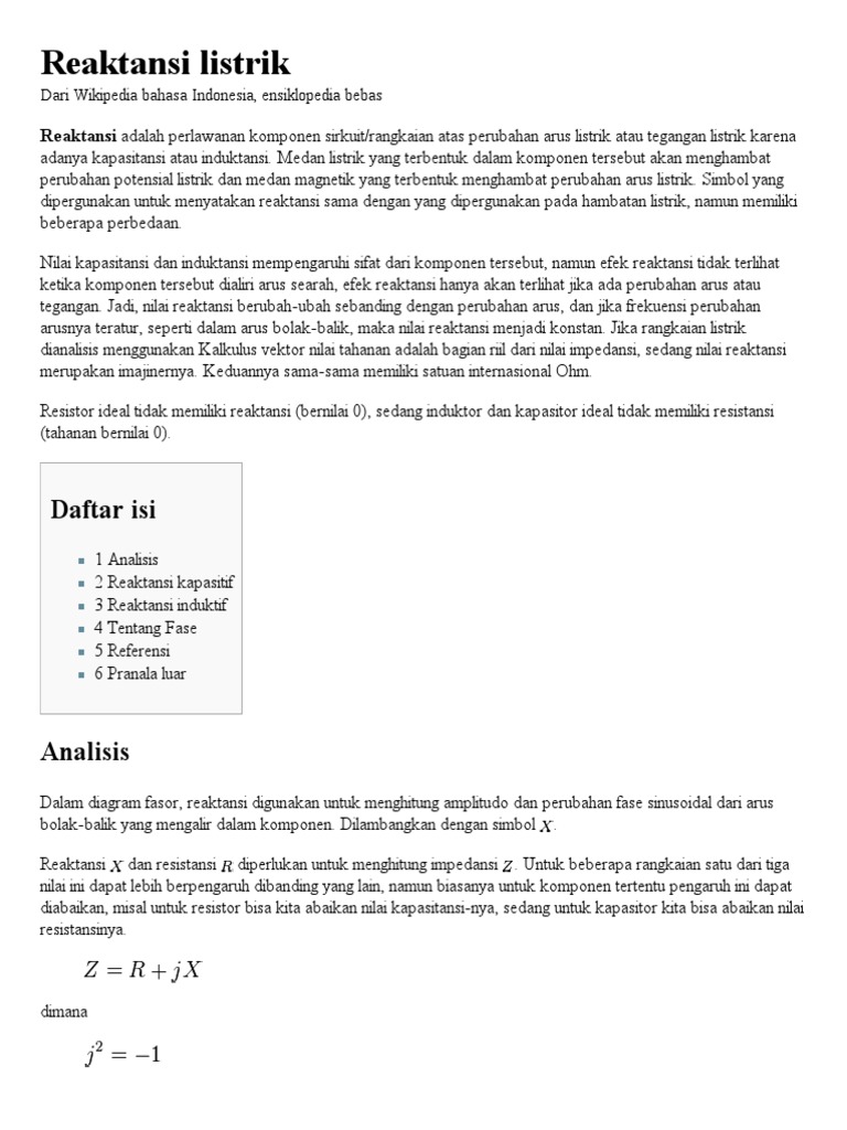 Reaktansi Listrik | PDF | Sains & Matematika