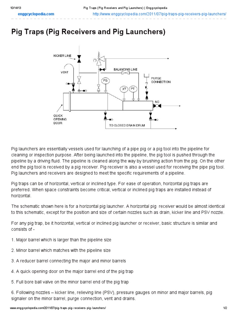 Pig Traps (Pig Receivers and Pig Launchers) - Enggcyclopedia | PDF ...