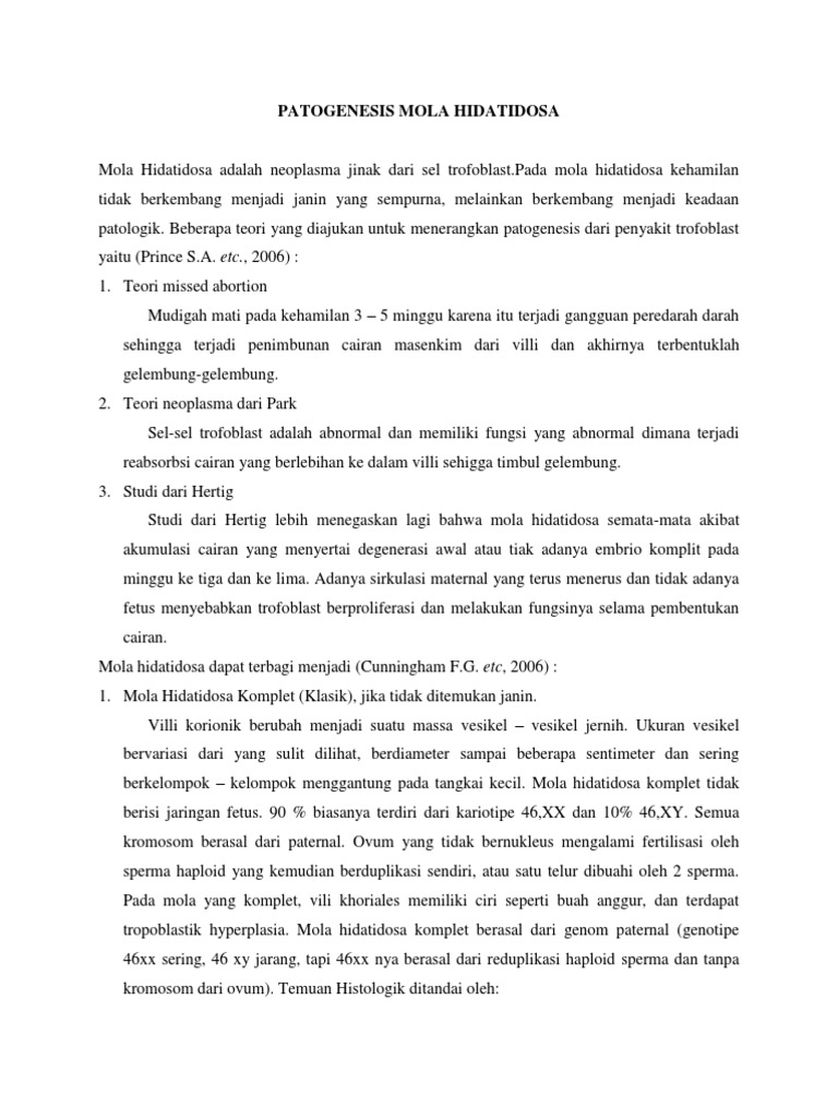 Patogenesis dan Jenis Mola Hidatidosa | PDF | Sains & Matematika