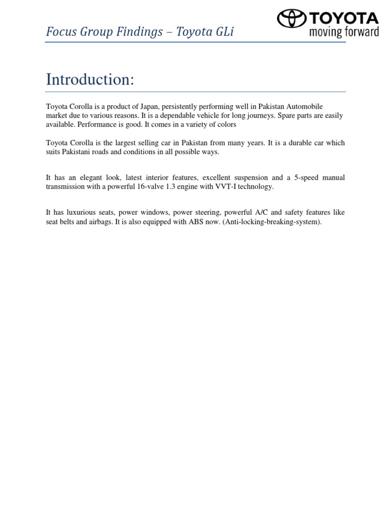 Toyota Focus Group | Download Free PDF | Toyota | Brand
