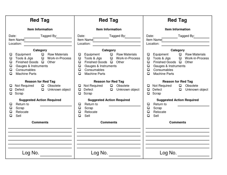 5S Red Tag Procedure Template | PDF