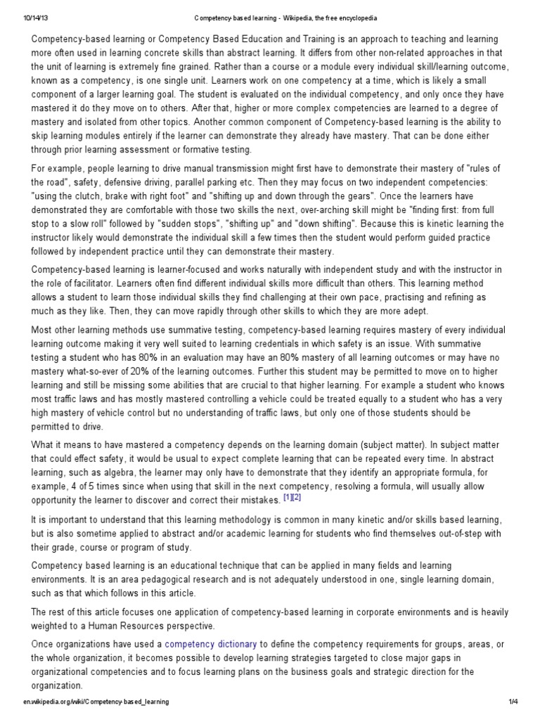 Competency Based Learning | PDF | Competence (Human Resources) | Learning