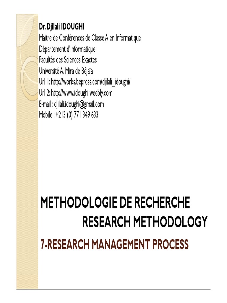 7-Research Management Process | PDF | Hypothesis | Thesis