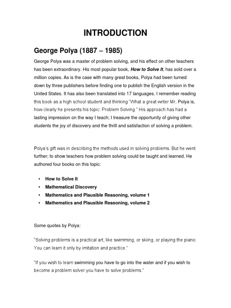 George Polya (1887 - 1985) | PDF | Arithmetic | Heuristic