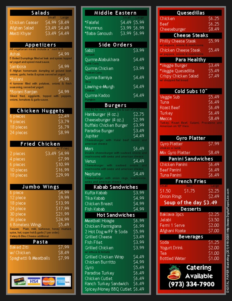 Kabab Paradise Menu and Prices | PDF | Hamburgers | Curry