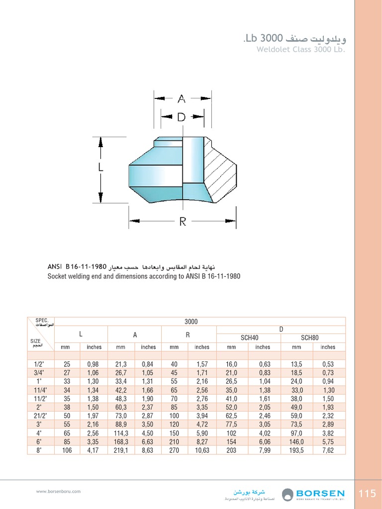Weldolet Dimensions and Specifications | PDF | Technology & Engineering