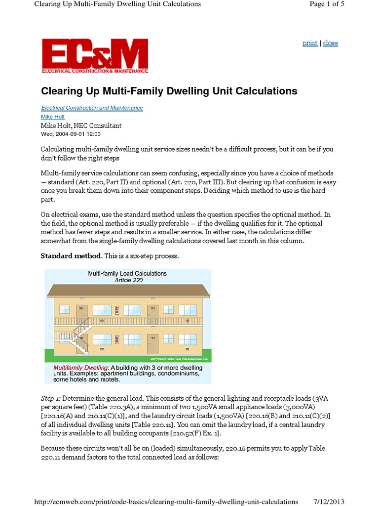 Multi-Family Load Calculation Guide | PDF | Home Appliance | Clothes Dryer