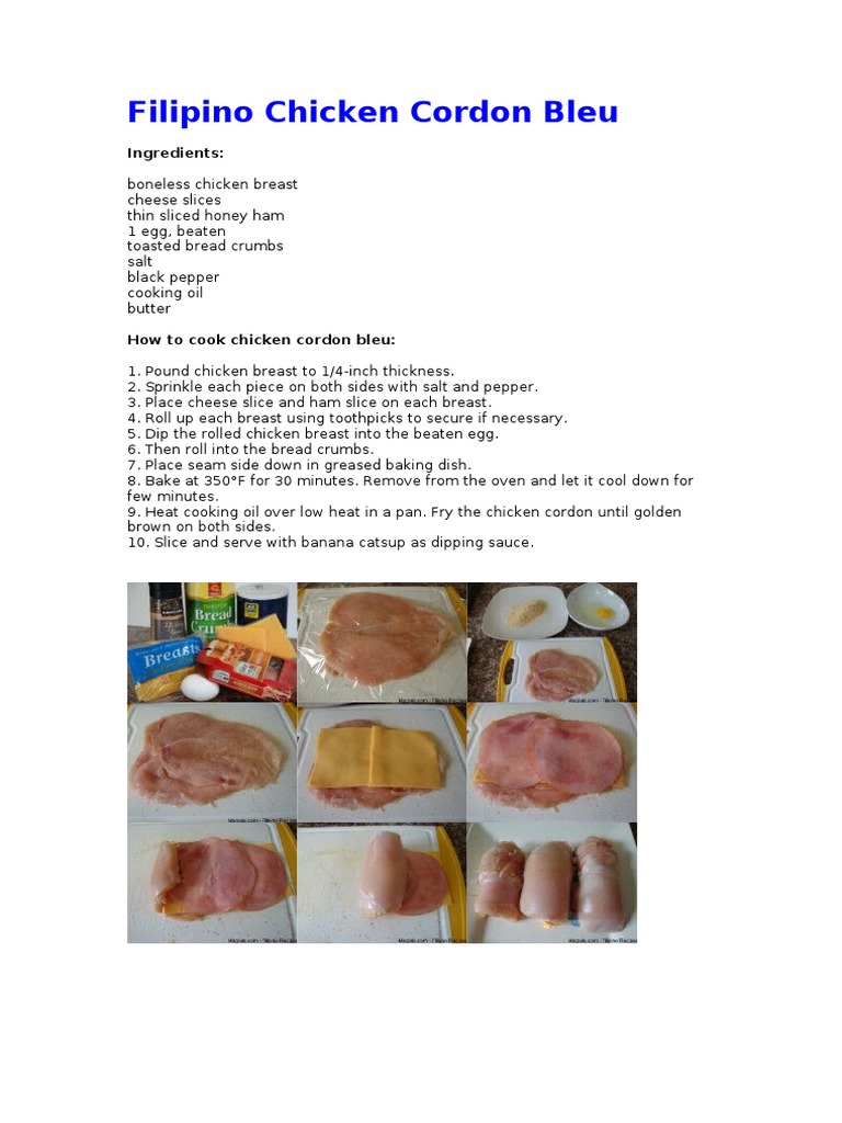 Filipino Chicken Cordon Bleu | PDF | Philippine Cuisine | Doughnut