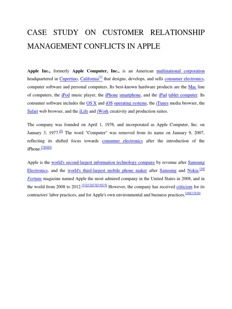 Case Study On Customer Relationship Management Conflicts in Apple | PDF ...
