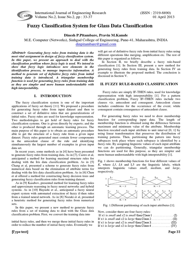 Fuzzy Classification System For Glass Data Classification: Dinesh P.Pitambare, Pravin M.Kamde ...