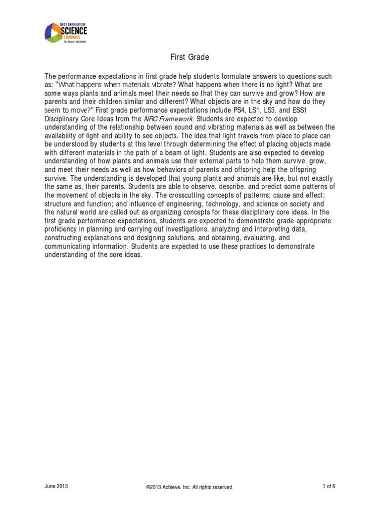 1 Combined Dci Standards 6 13 13 | PDF | Light | Science Education