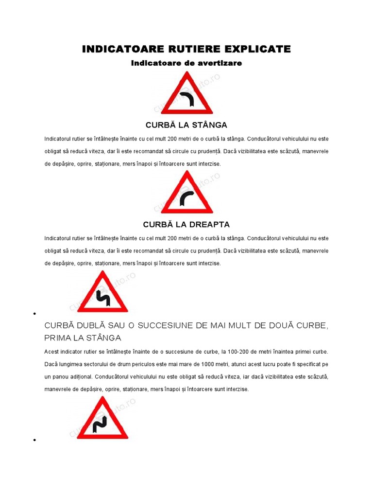 Indicatoare Rutiere Explicate | PDF