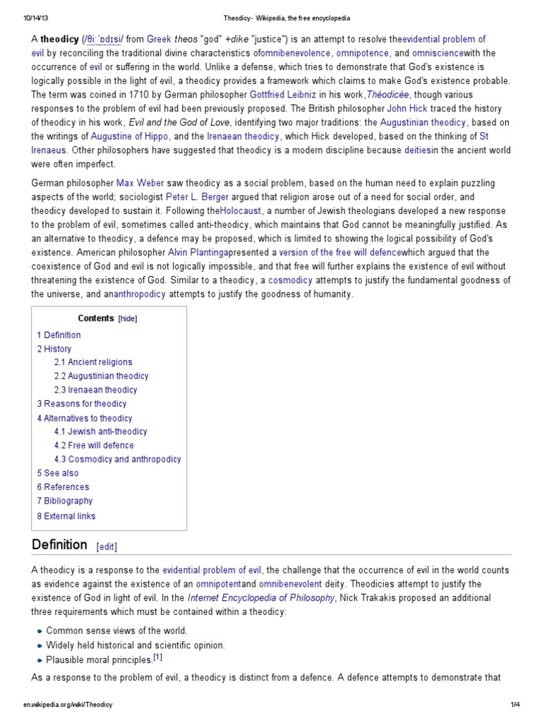 Theodicy | PDF | Problem Of Evil | Metaphysics Of Religion