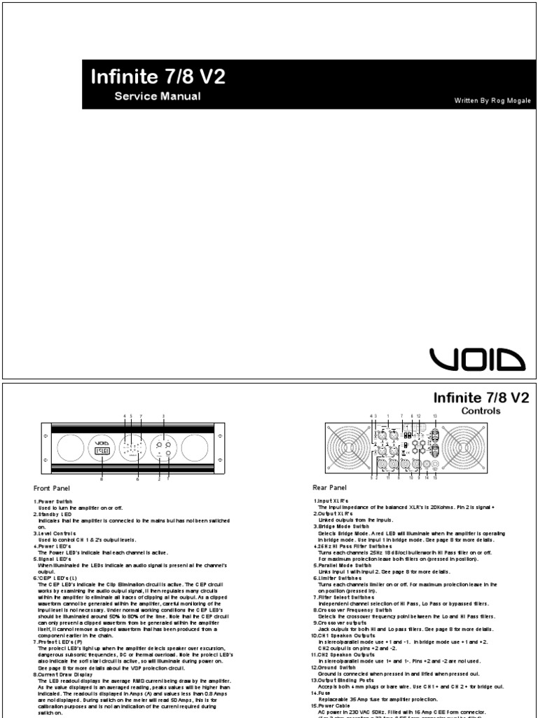 Void Infinite7 Infinite8 Mk2 Amplifier Service Manual | PDF | Amplifier ...