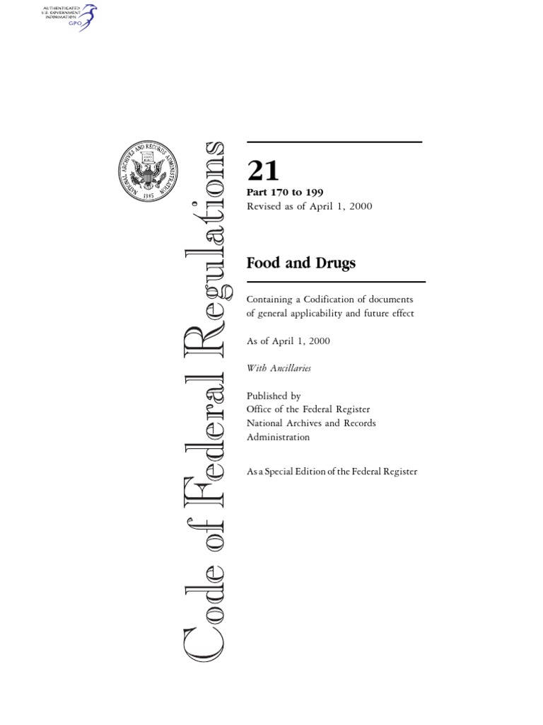 CFR-2000-title21-part 170 | PDF | Fruit Preserves | Code Of Federal ...
