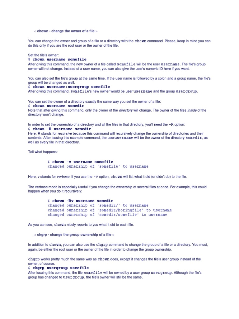 Chown | PDF | User (Computing) | Directory (Computing)
