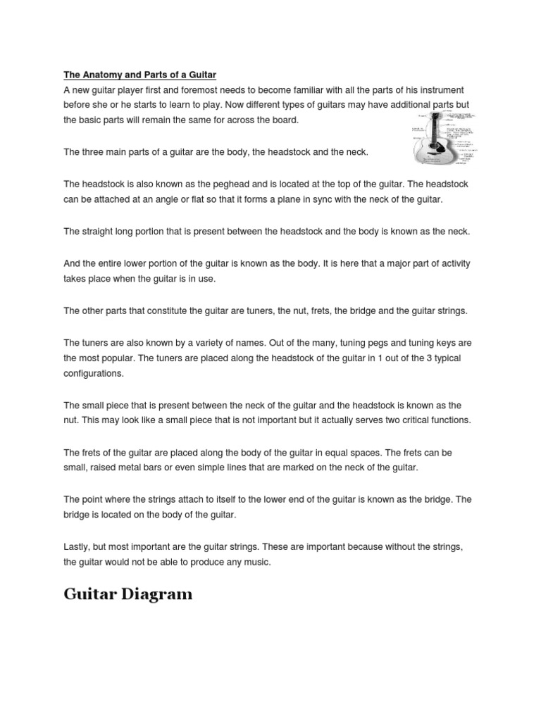 The Anatomy and Parts of A Guitar | PDF | Guitars | String Instruments