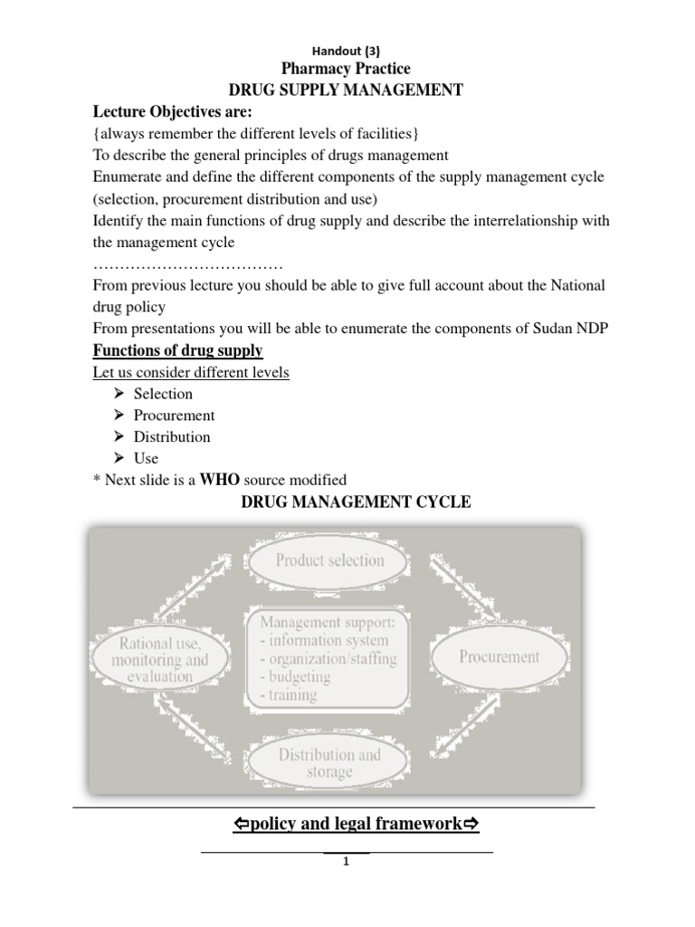 Principles of Effective Drug Supply Management: Selection, Procurement ...
