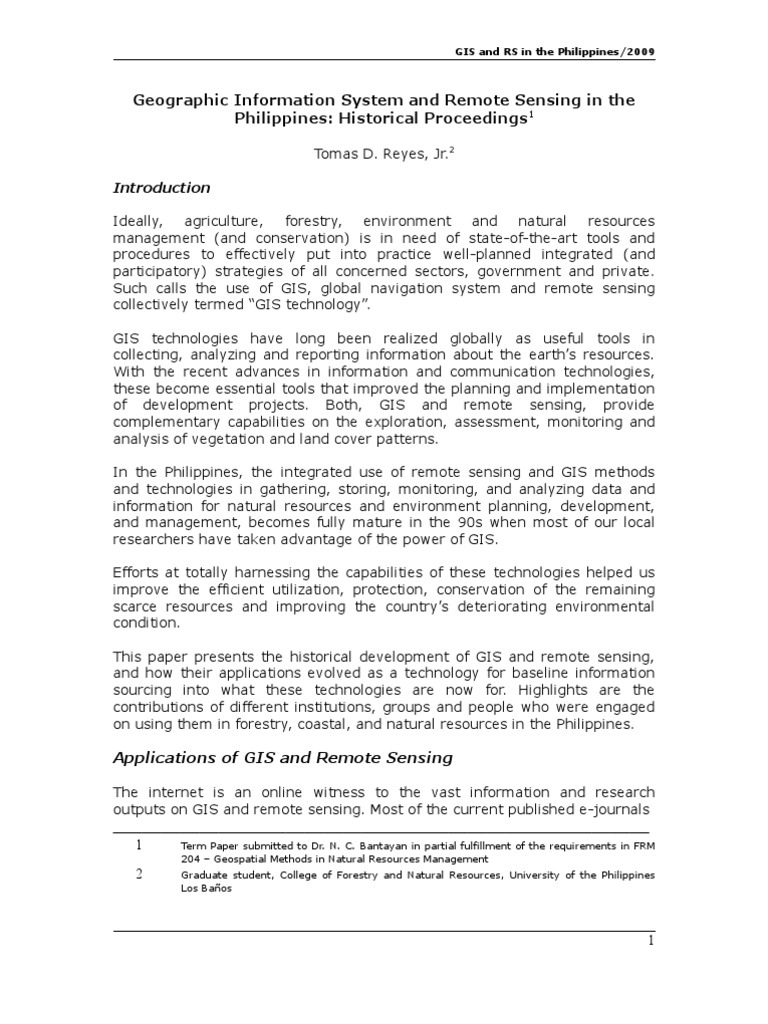 Reyes Philippine GIS & RS History | PDF | Business