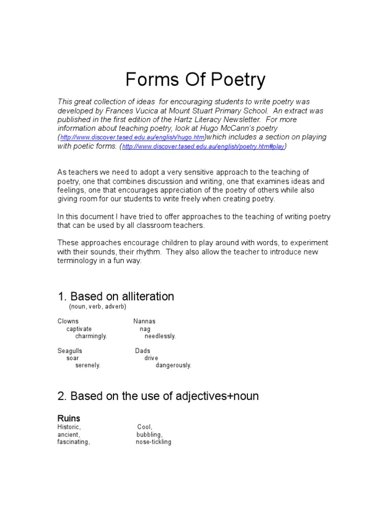 Forms of Poetry | PDF | Rhyme | Poetry