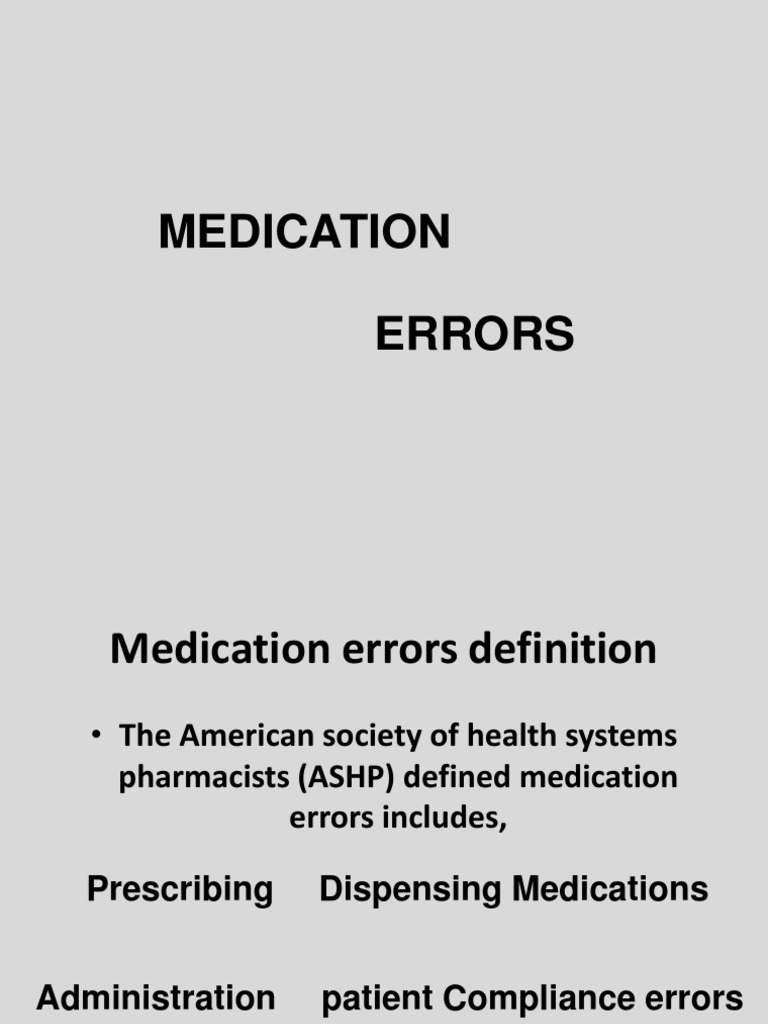 Medication Errors /PHARMACY | PDF | Medical Prescription | Pharmacy
