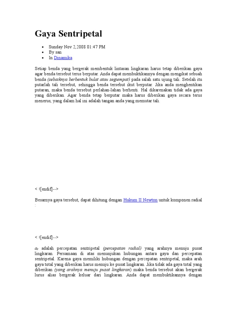 Gaya Sentripetal | PDF | Sejarah