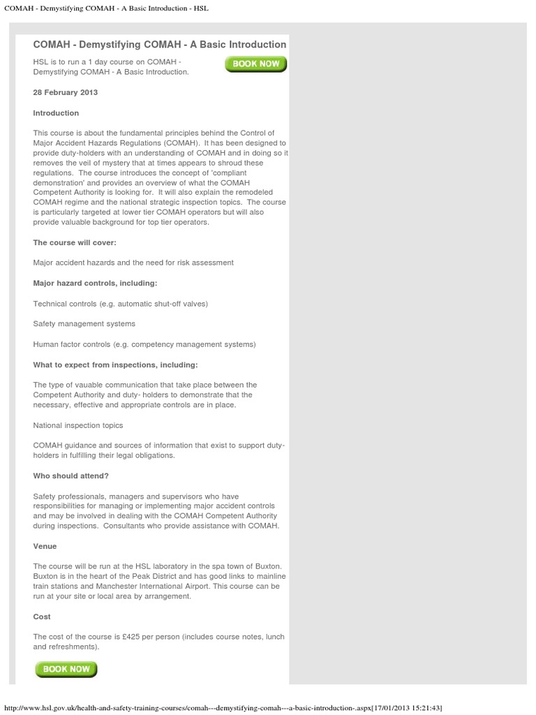 COMAH - Demystifying COMAH - A Basic Introduction - HSL | PDF ...