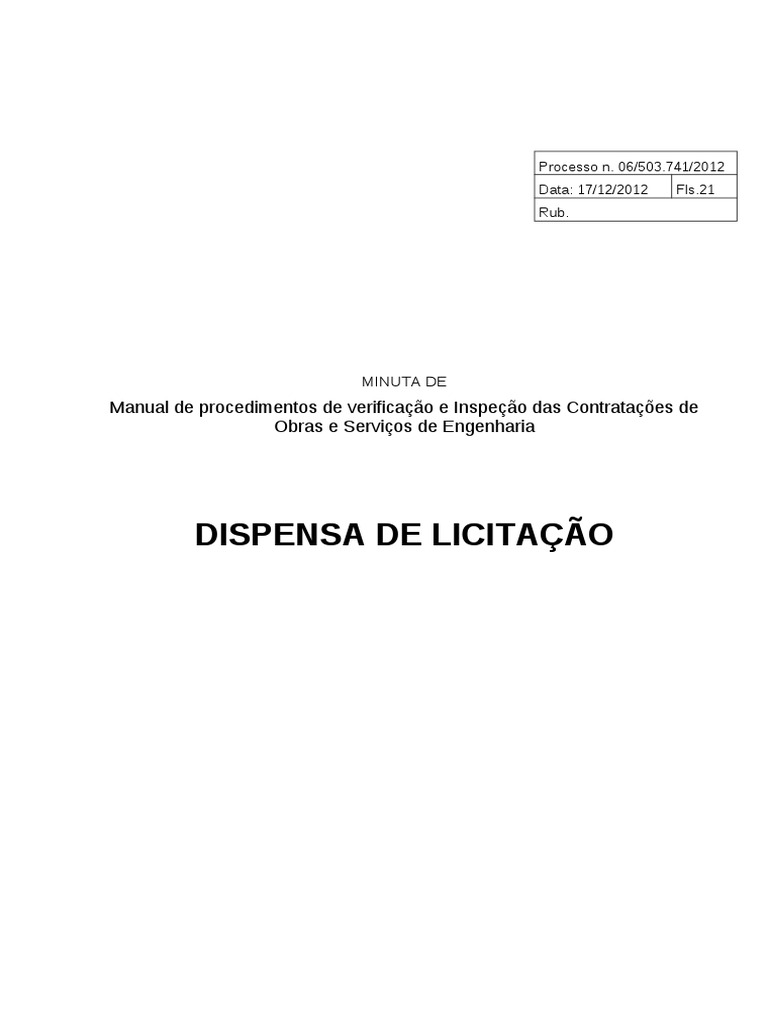 Check List para Formalizao de Dispensa - Riourbe Obras e Servios de ...