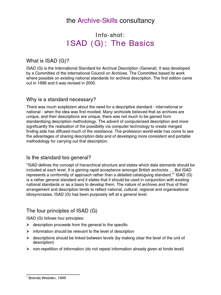 Isad G | PDF | Archive | Archivist