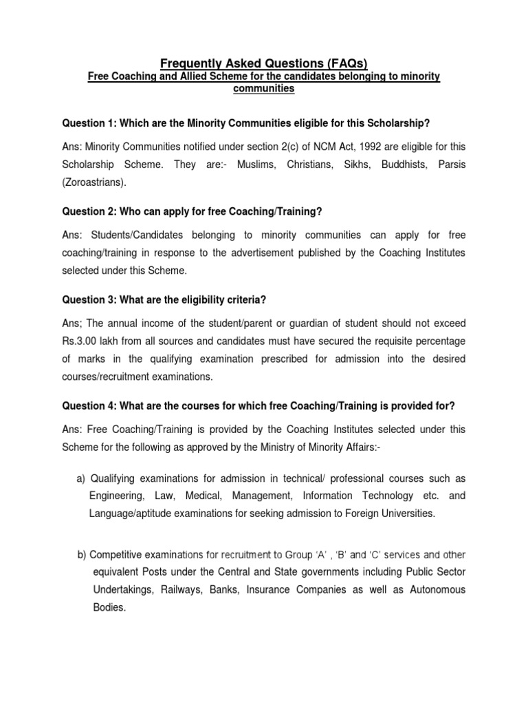Frequently Asked Questions (Faqs) | PDF | University And College ...