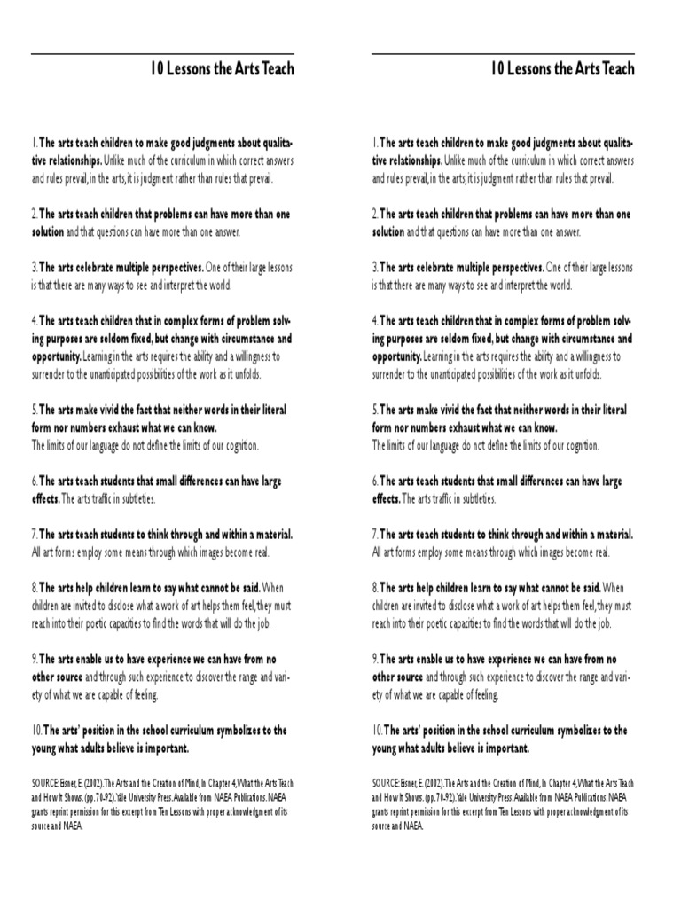 10 Lessons The Arts Teach 10 Lessons The Arts Teach | PDF | Music ...