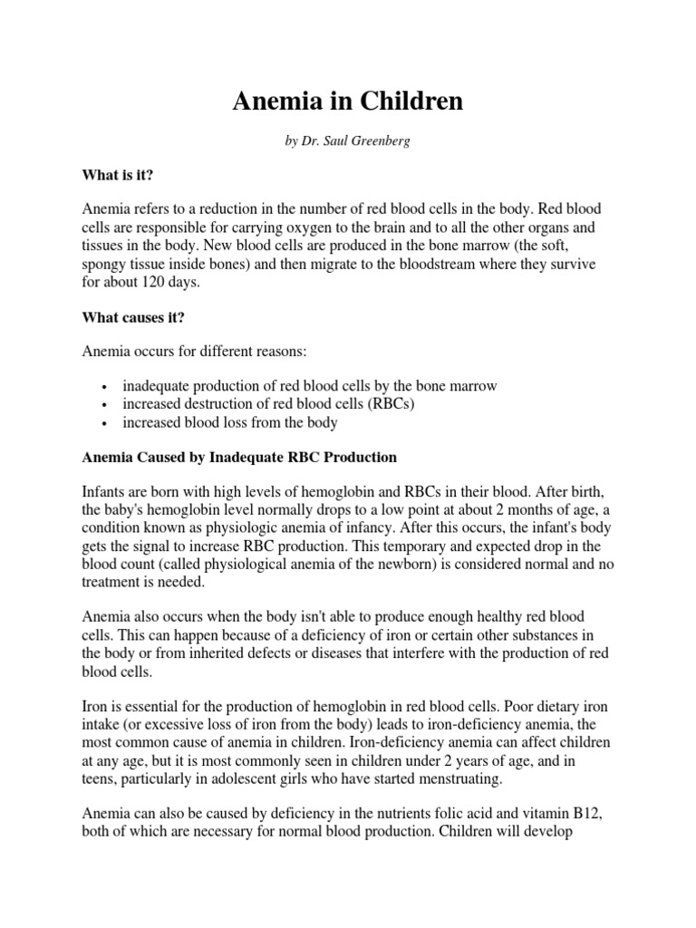 Anemia in Children | Anemia | Red Blood Cell