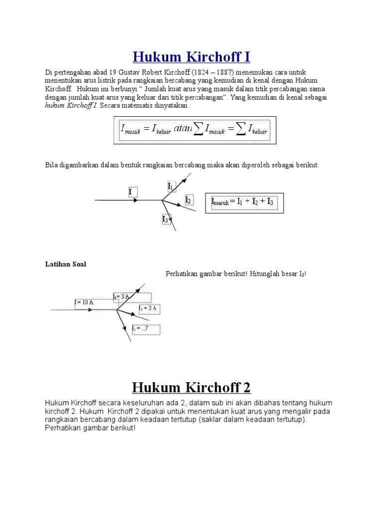Hukum Kirchoff | PDF | Pengelolaan Keuangan & Uang | Metode & Bahan Ajar