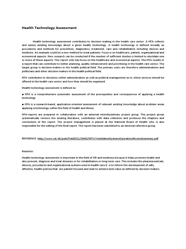 Health Technology Assessment | PDF | Intravenous Therapy | Patient